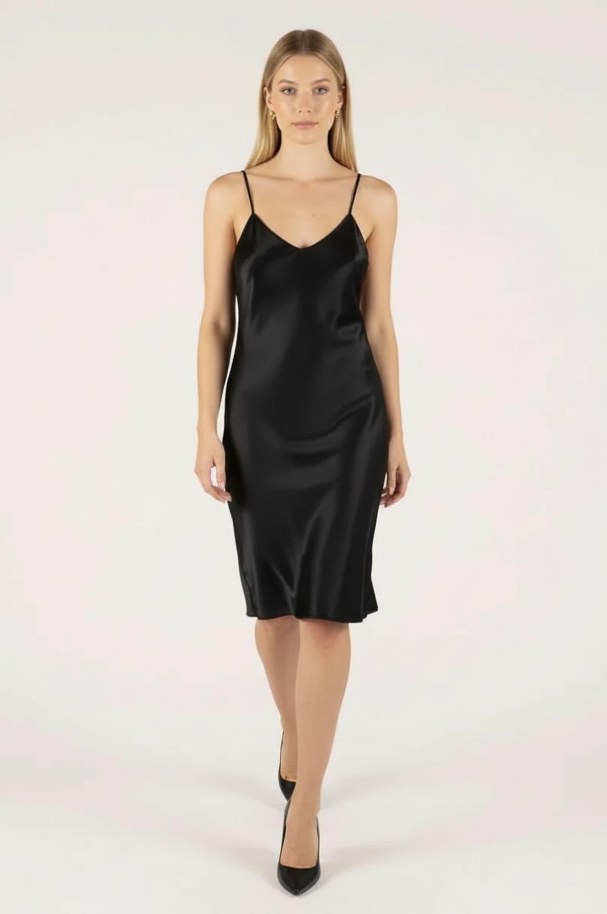 Satin Chemise | Black | Nora Gardner
