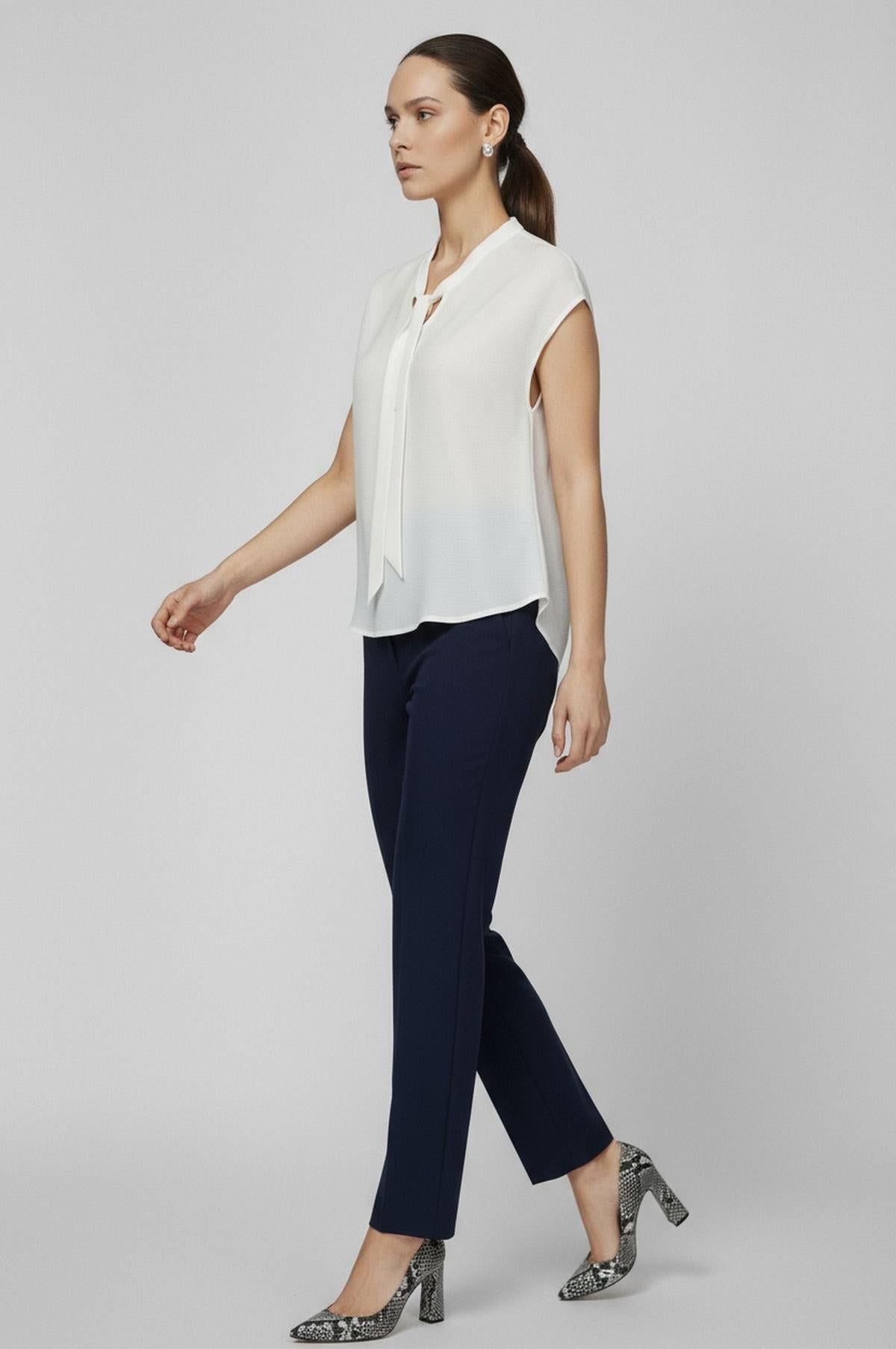 Scarlett Blouse in White | Ladies Smart Work Top | Nora Gardner