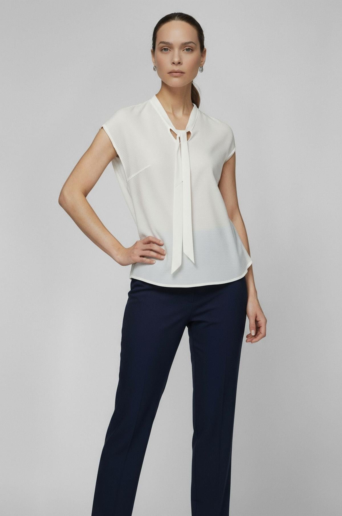 Scarlett Blouse in White | Ladies Smart Work Top | Nora Gardner