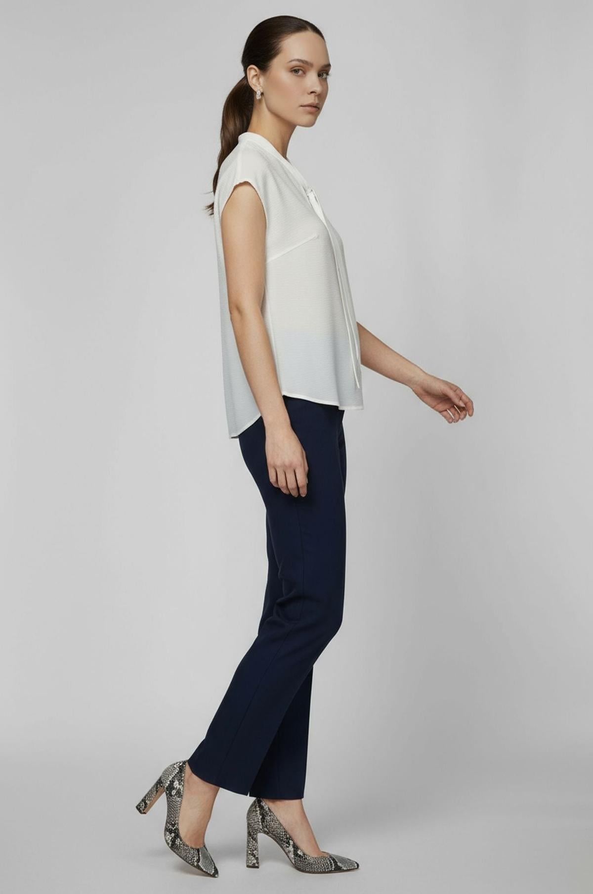 Scarlett Blouse in White | Ladies Smart Work Top | Nora Gardner